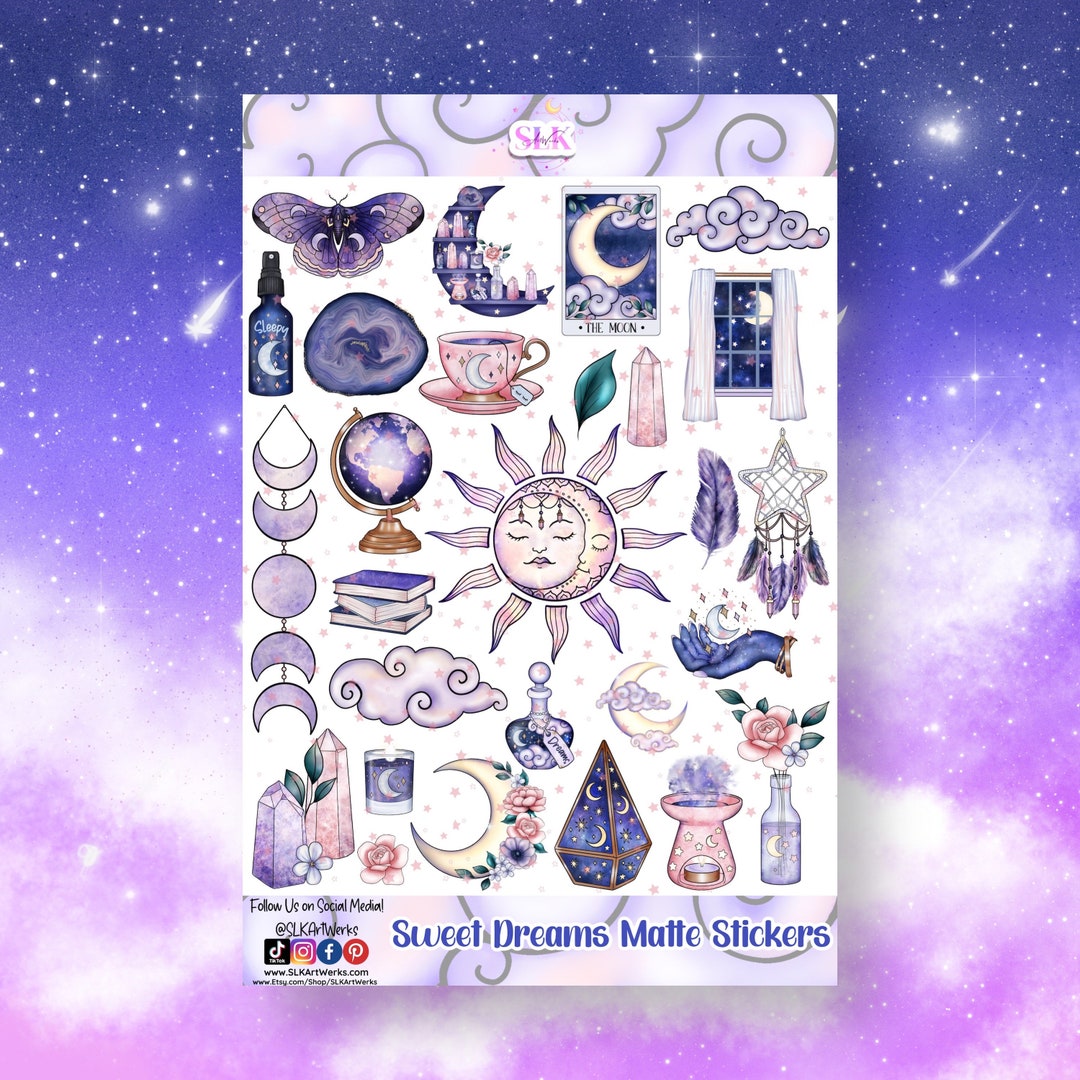 Sweet Dreams Sticker Sheet Durable Waterproof Vinyl Sticker Pack ...