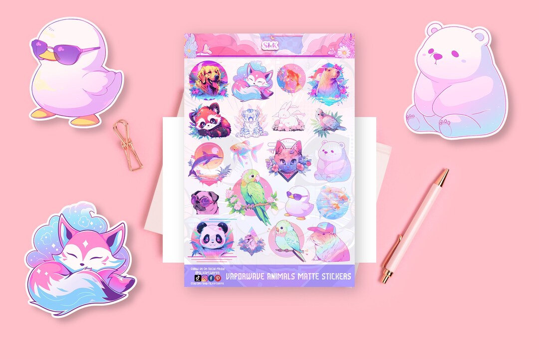Vaporwave Animal Stickers Durable Waterproof Vinyl Stickers Stickers ...