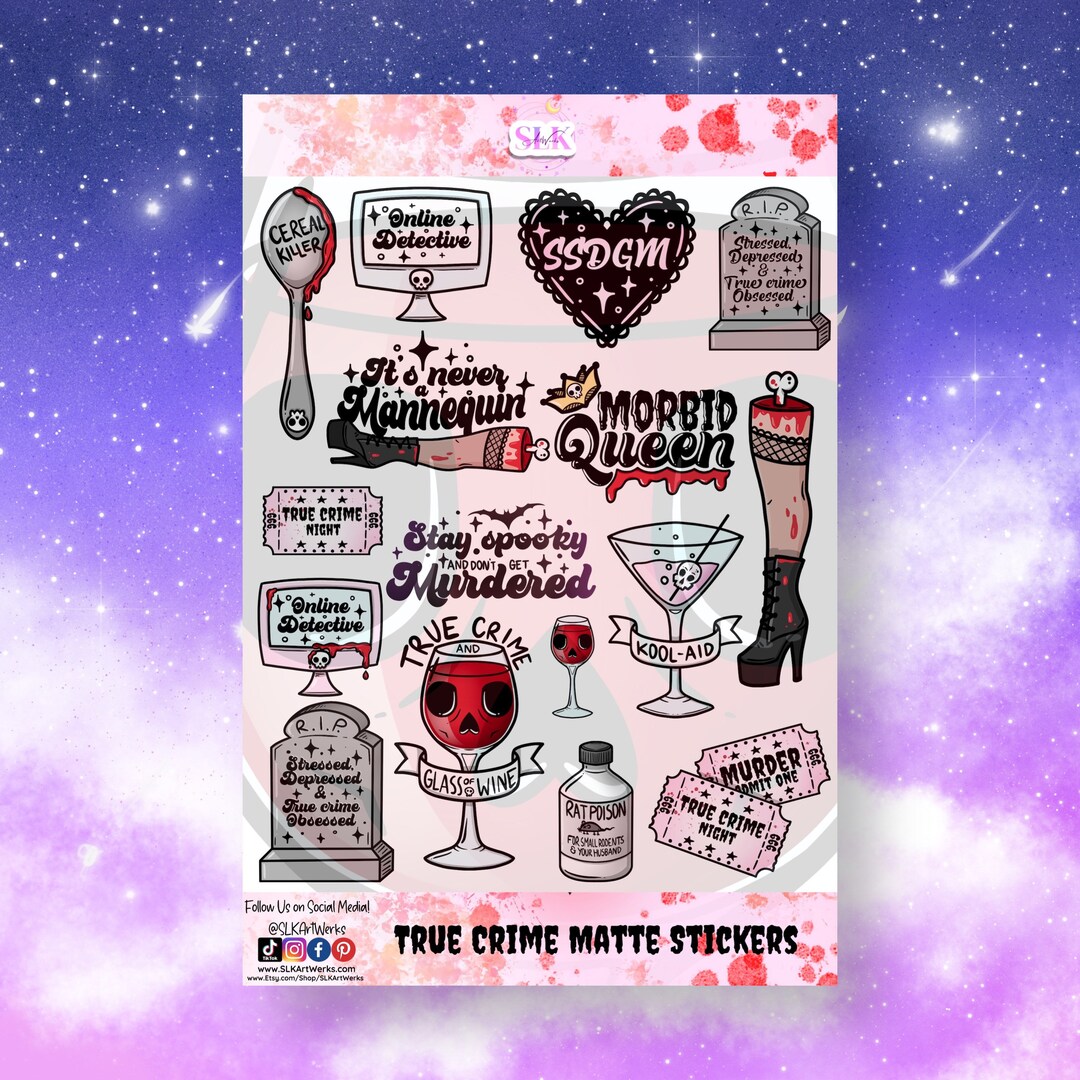 True Crime 2 Sticker Sheet Durable Waterproof Vinyl Sticker Pack ...