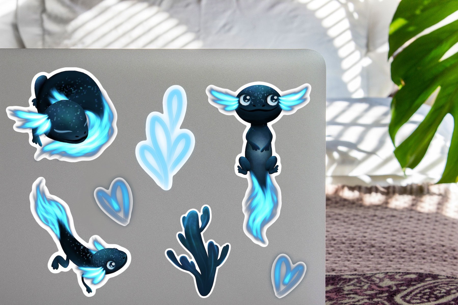 Blue Axolotl Sticker Sheet Durable Waterproof Vinyl Sticker - Etsy