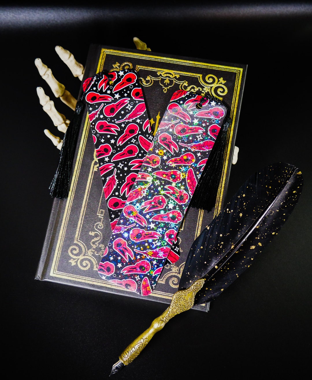 Crow Skull Bookmark Laminated Bookmark Bookish Accessories Custom ...