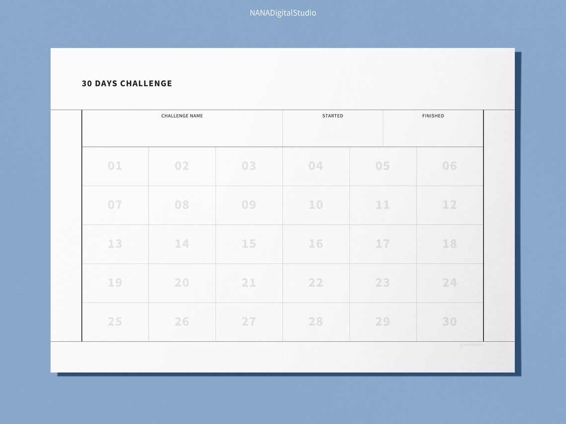 Digital/printable 30 Days Challenge-goal Tracker Download PDF - Etsy
