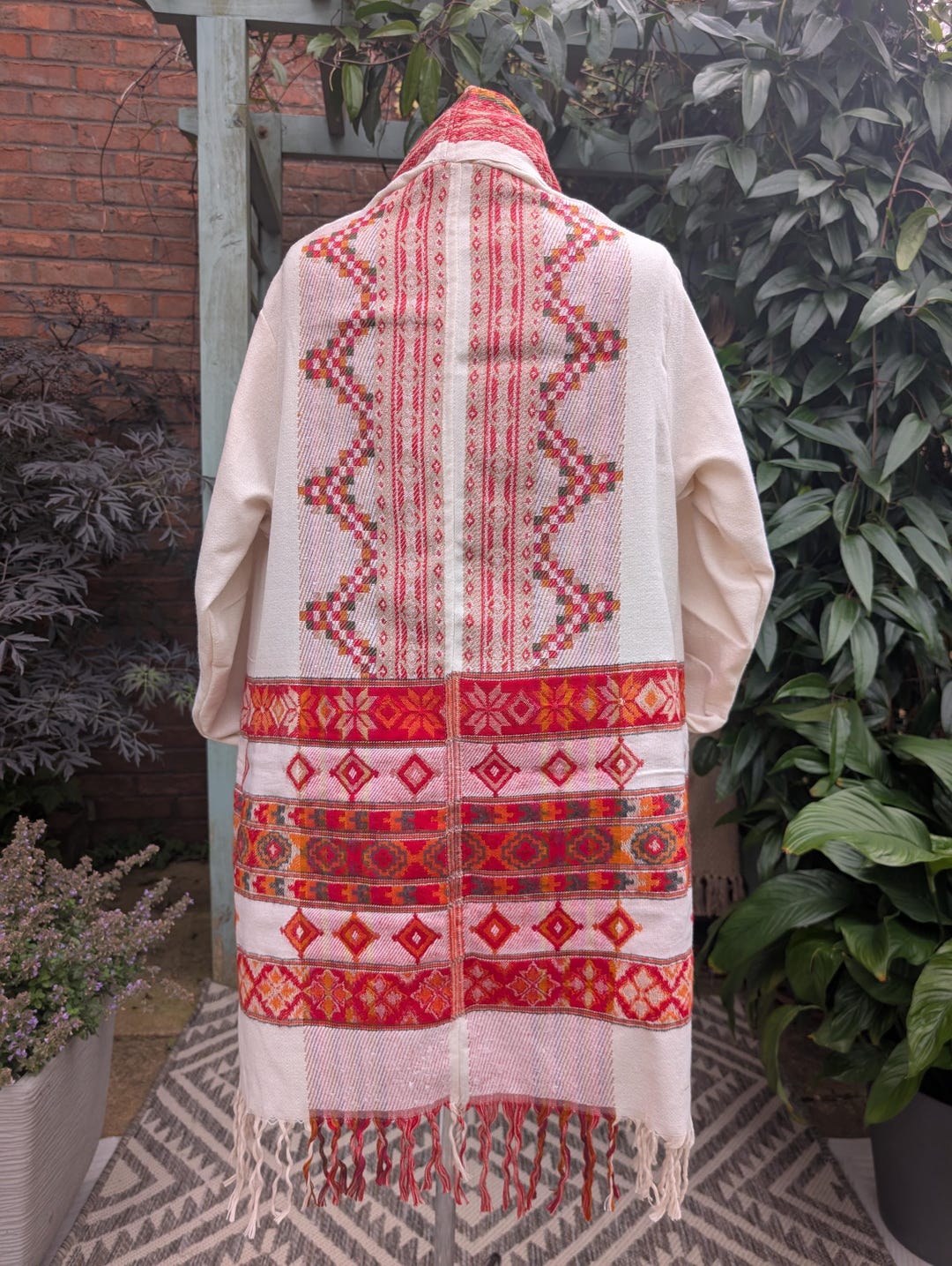 Himalayan Yak Wool Jacket Cardigan - Tribal Ethical Bold Geometric ...
