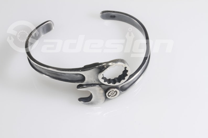 Handmade Oxidized 925 Sterling Silver, Spanner Bracelet, Wrench Biker ...