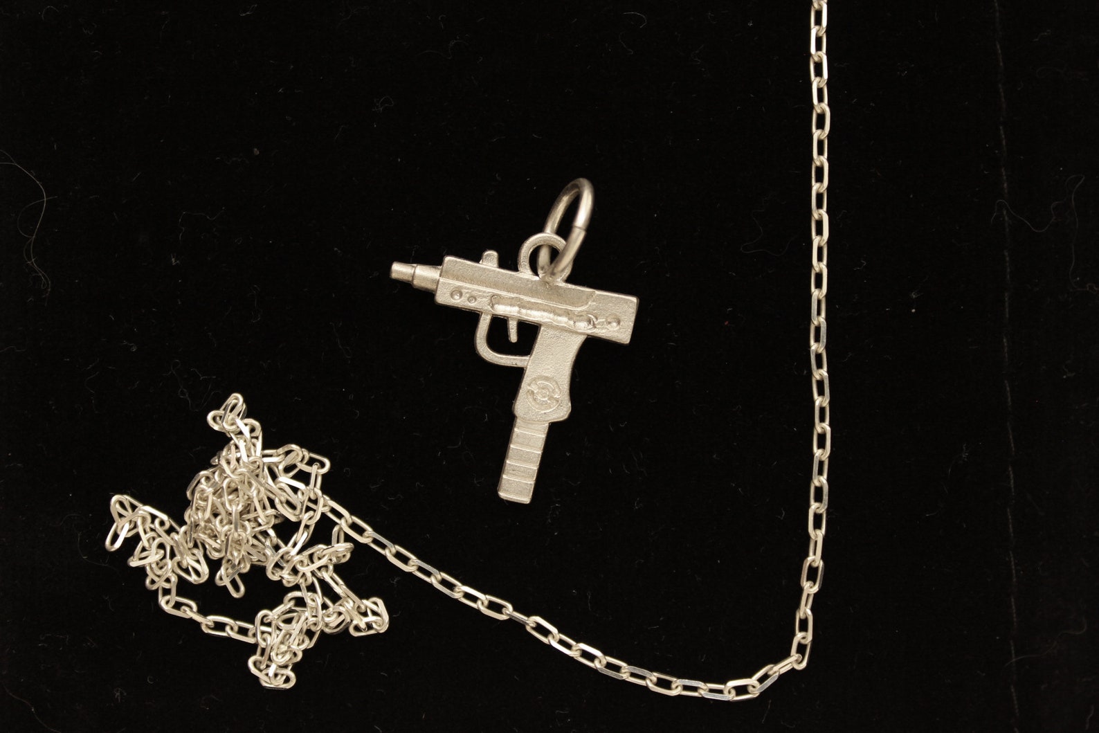 Uzi Gun Pendant, 925 Sterling Silver Weapon Style, Army Jewelry ...