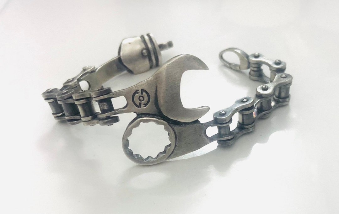 Awesome Customize Bike Chain With Wrench Spanner Men’s 925 Oxidised ...