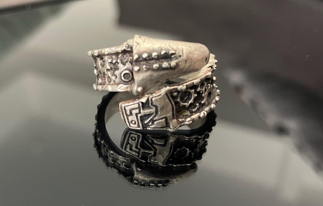 Mechanical Gears Ring - Oxidized 925 Sterling Silver Jewelry - Cogs ...