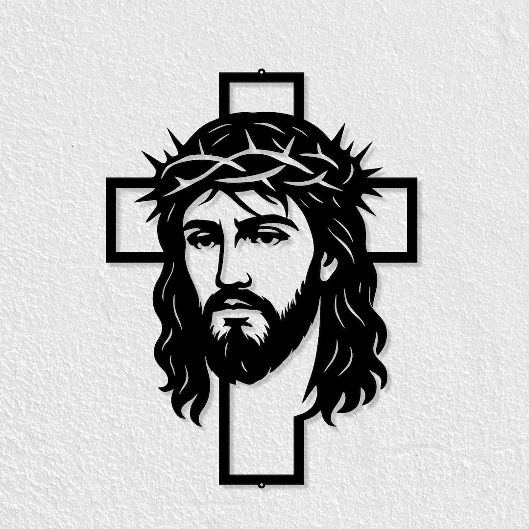 Jesus Face Metal Cross Sign, Religious Christian Home Decor, Wall Decor ...