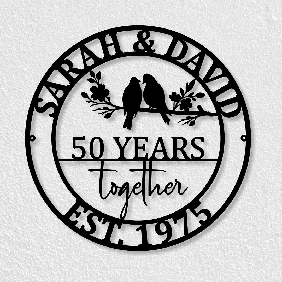 Custom Metal Wedding Anniversary Sign, Personalized Name & Date, Gift ...