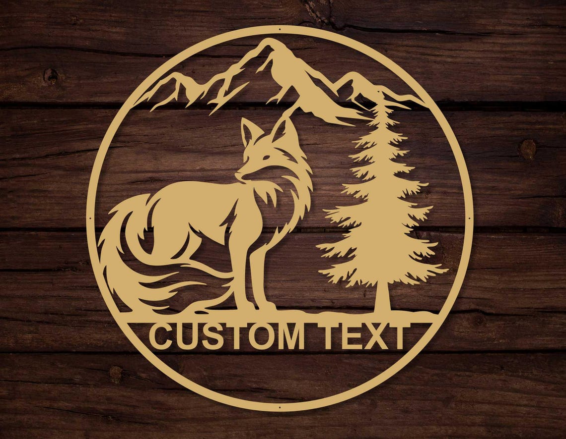 Custom Fox Metal Wall Art, Mountain Forest Fox Sign, Wildlife Rustic ...