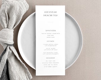 Tall Skinny Wedding Menu - Etsy