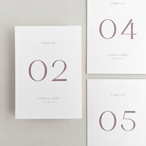 Personalized Modern Table Number Cards | Minimal Table Number Signs for ...