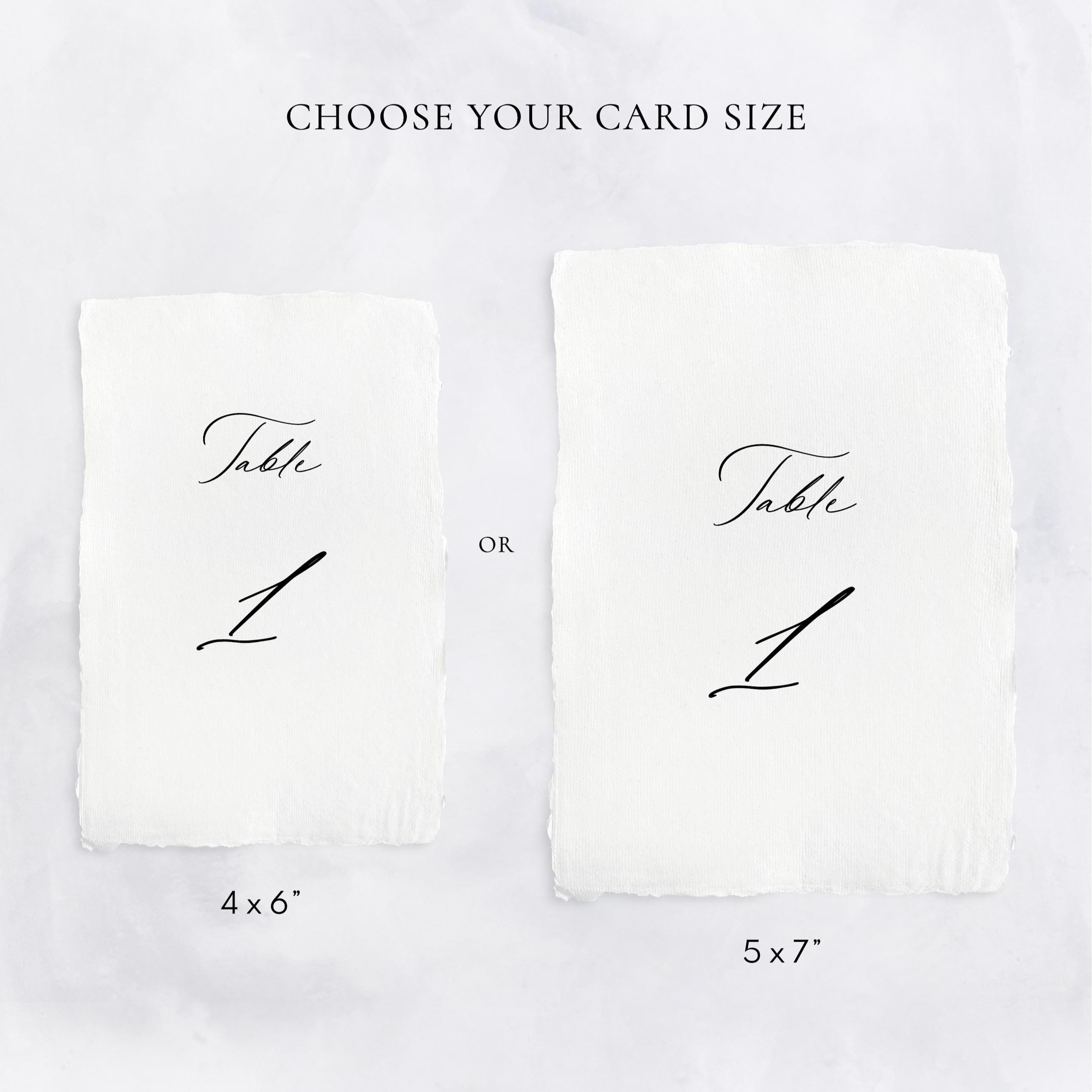 Table Numbers With Deckled Edge & Calligraphy Font | Elegant Wedding ...