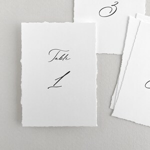 Table Numbers With Deckled Edge, Calligraphy Font | Elegant Wedding ...