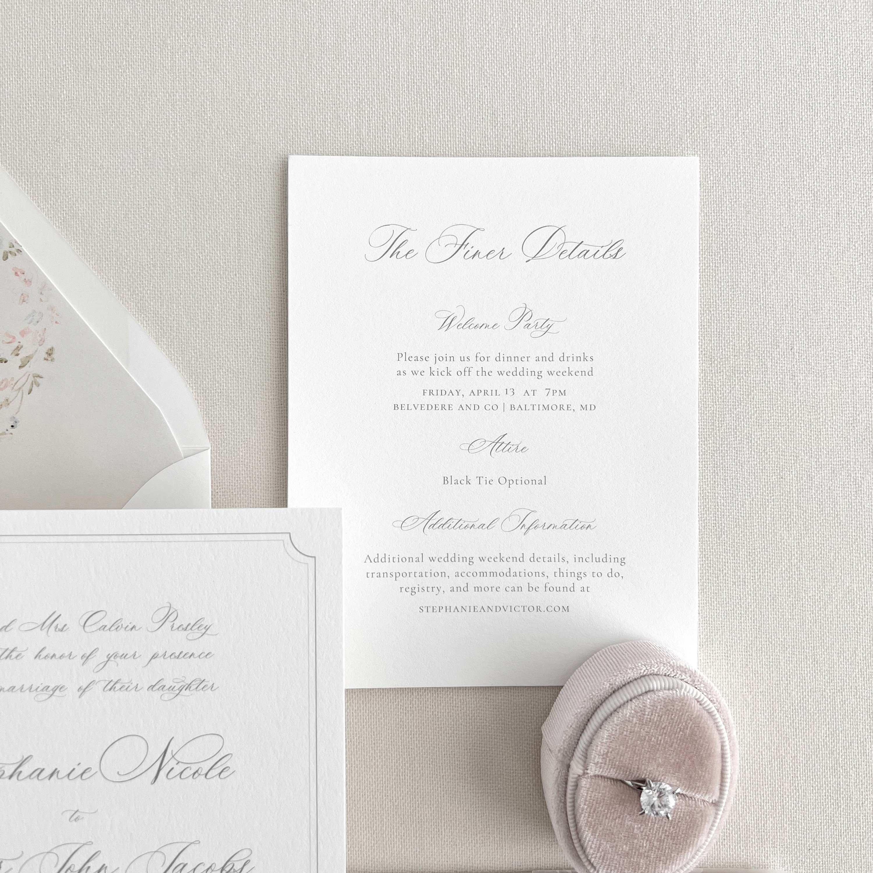 Classic All-cursive Wedding Invitation Set | Custom Elegant Wedding ...
