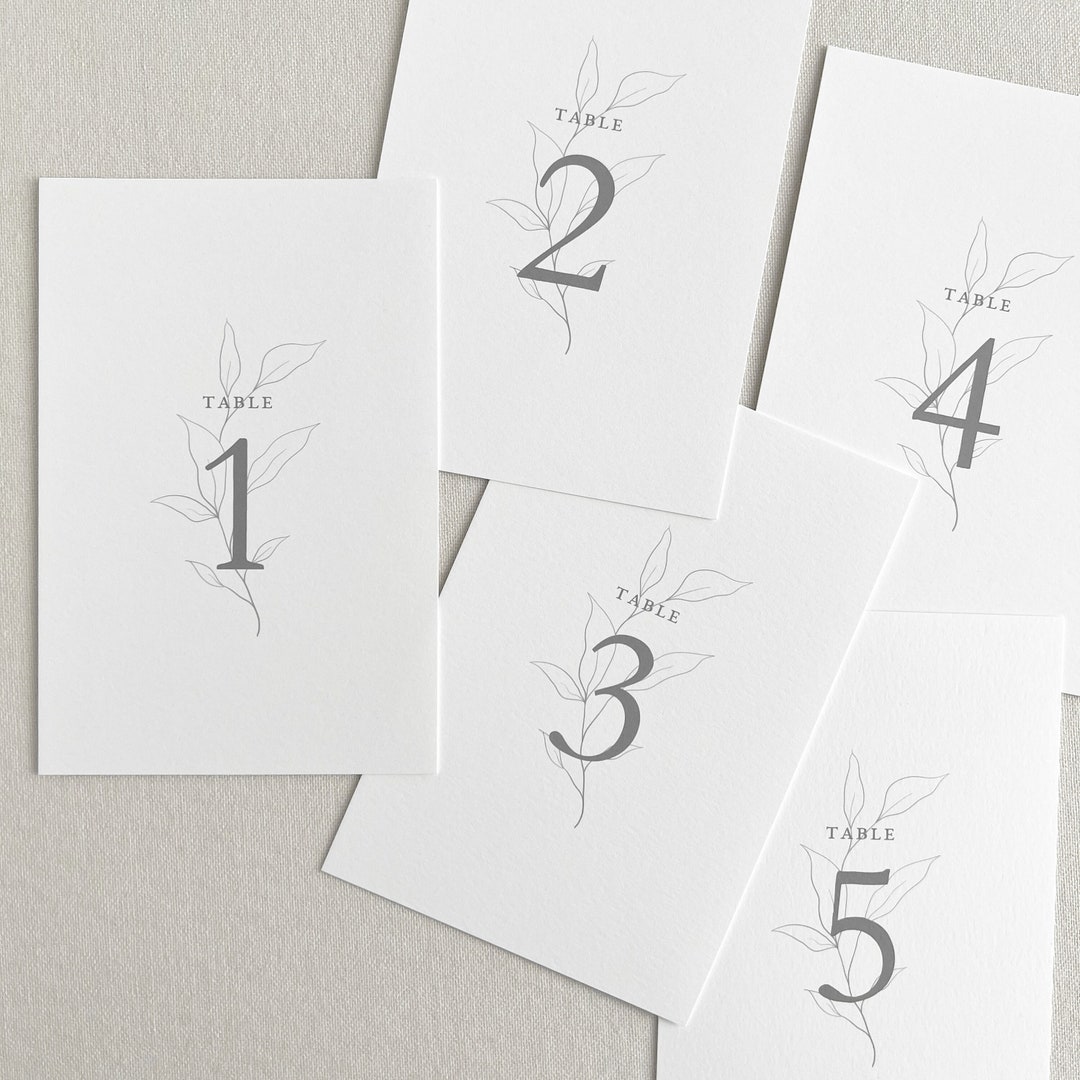 Floral Wedding Table Numbers | Elegant Modern Table Number Cards for ...