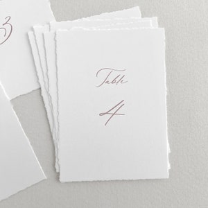Table Numbers With Deckled Edge, Calligraphy Font | Elegant Wedding ...