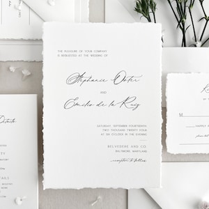 Deckled Edge Wedding Invitations | Elegant Wedding Invites With Hand ...
