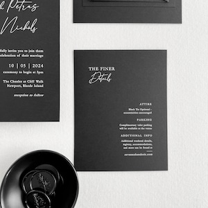 Black Wedding Invitations | Modern Minimal White Ink Wedding Invitation ...