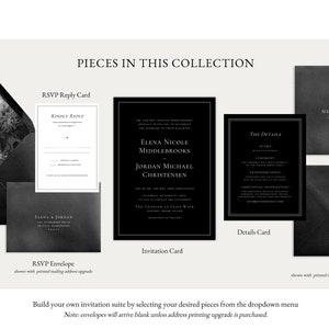 Classic Black Wedding Invitations | Minimal Sleek Invitation Set ...