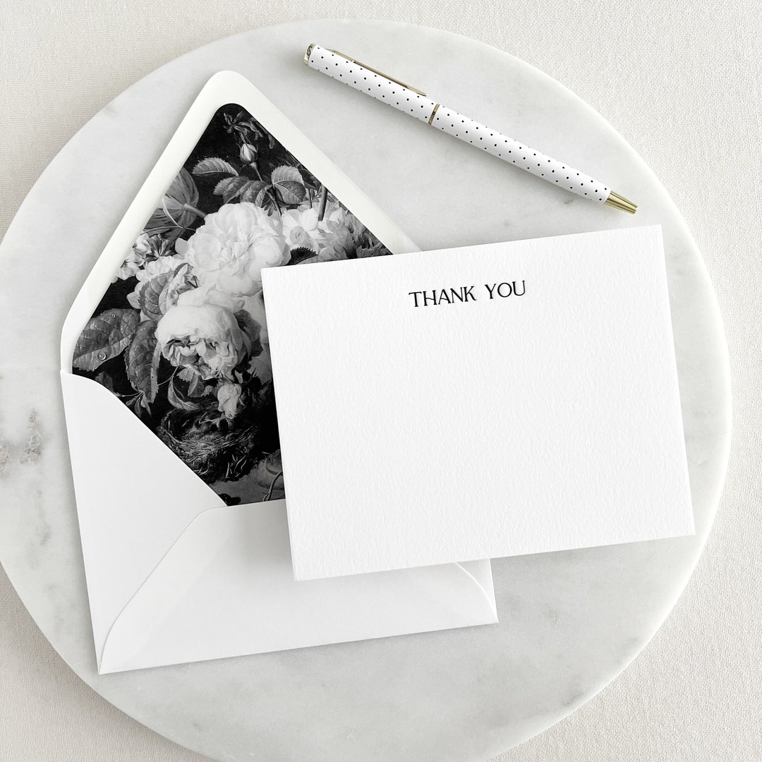 Letterpress Thank You Cards Set | Modern Minimal Note Card Set With ...