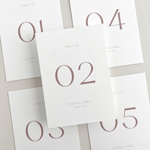 Personalized Modern Table Number Cards | Minimal Table Number Signs for ...