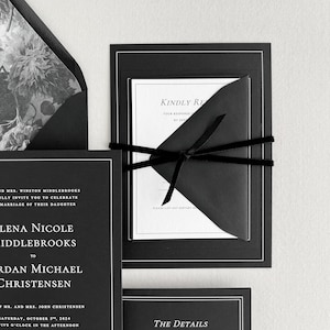 Classic Black Wedding Invitations | Minimal Sleek Invitation Set ...