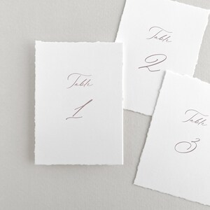 Table Numbers With Deckled Edge, Calligraphy Font | Elegant Wedding ...