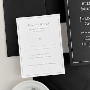 Classic Black Wedding Invitations | Minimal Sleek Invitation Set ...