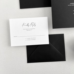 Black Wedding Invitations | Modern Minimal White Ink Wedding Invitation ...