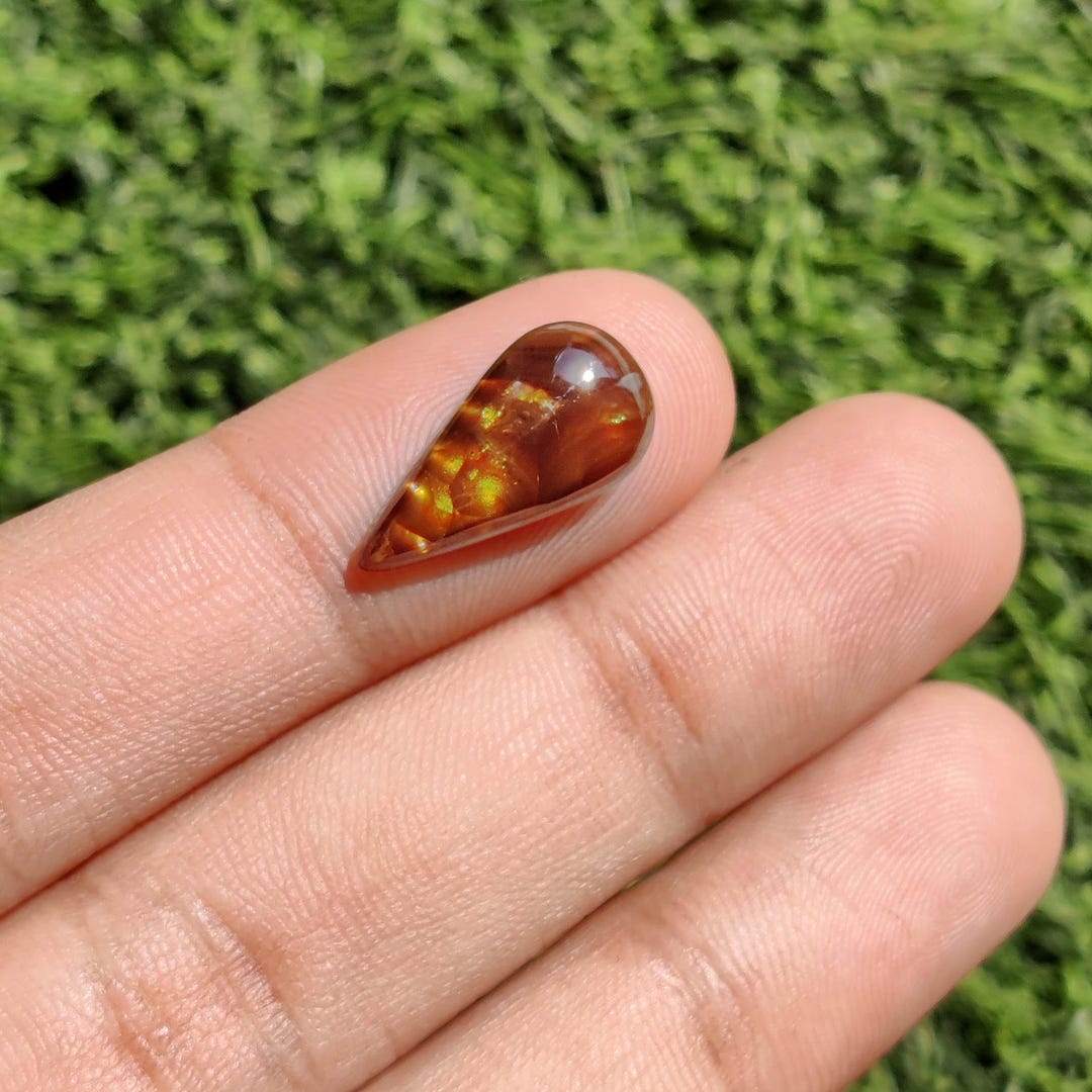 5 Carat Natural Mexican Fire Agate Cabochon Loose Gemstone for ...