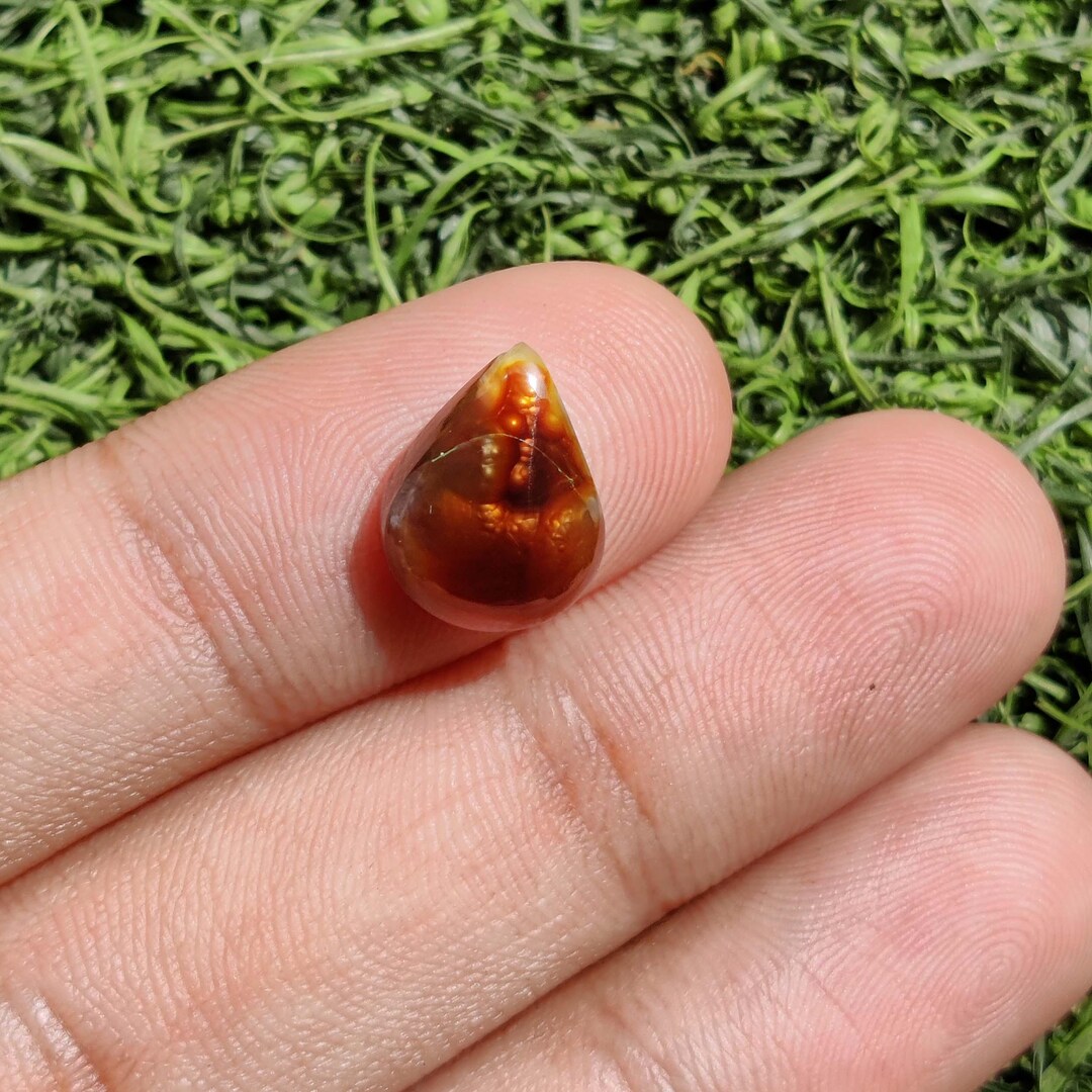 4.8 Carat Natural Mexican Fire Agate Cabochon Loose Gemstone for ...
