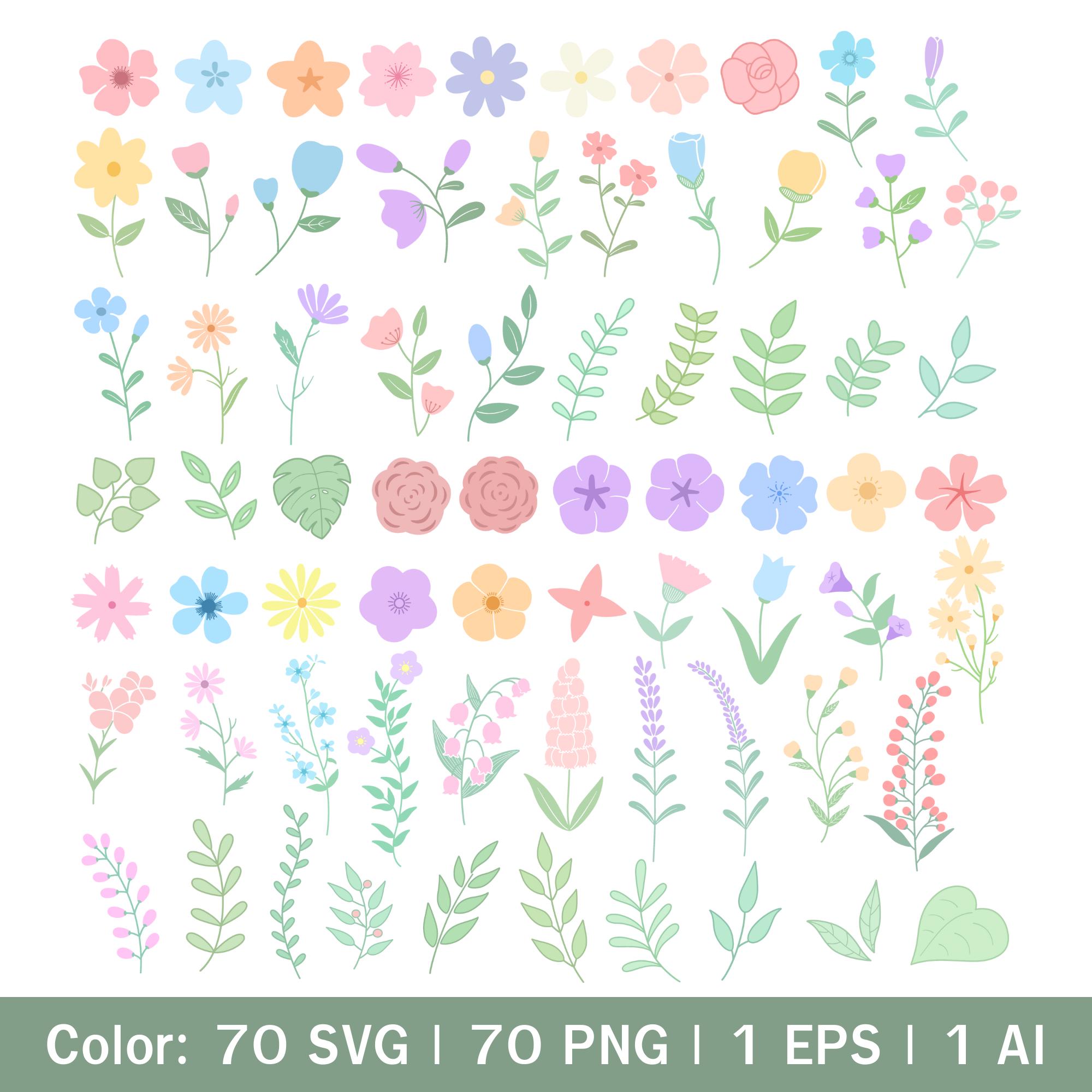 70 Doodle Flowers SVG Bundle | Hand Drawn Flower Svg | Floral Svg ...