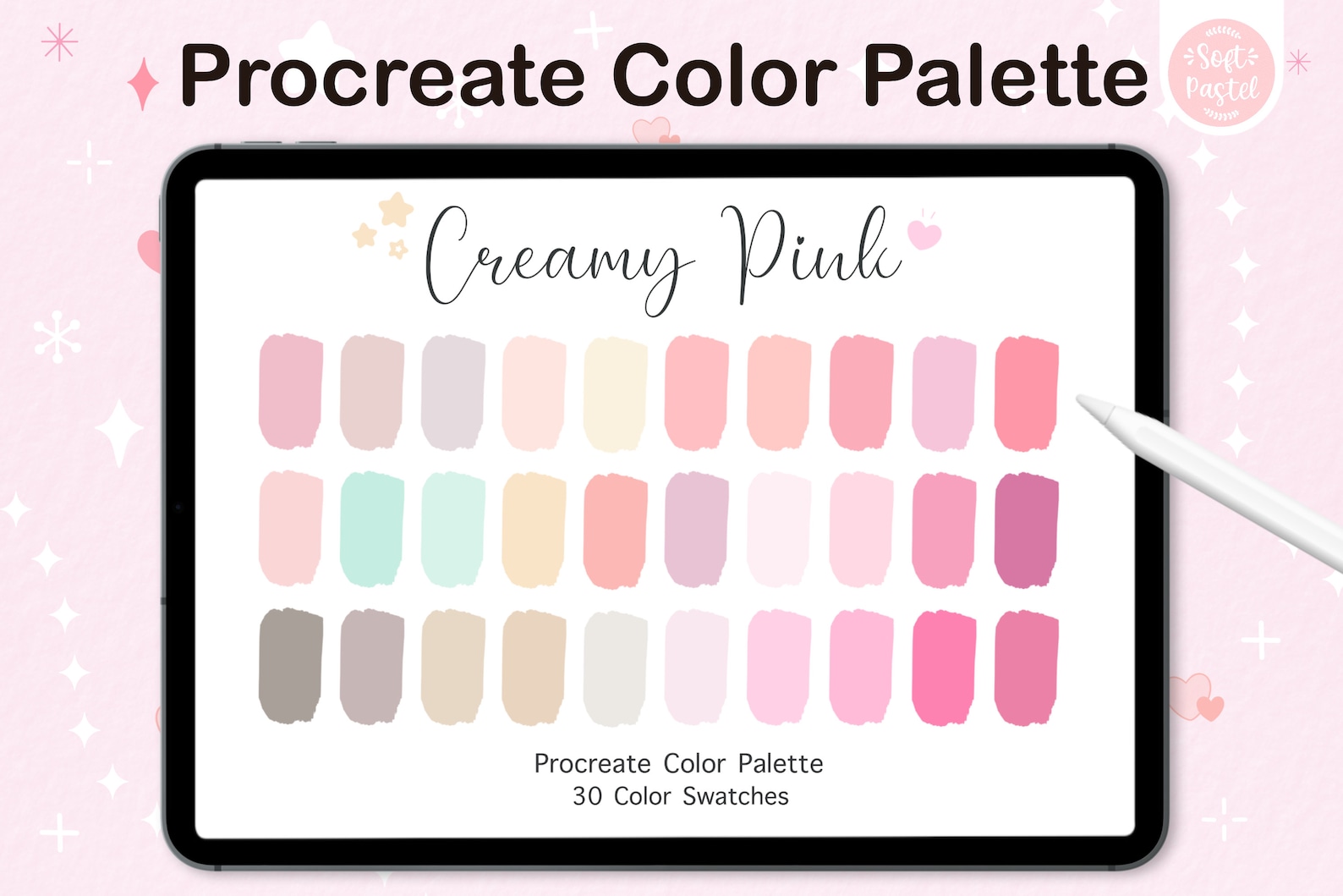 Procreate Color Palette Creamy Pink | Color Palette | Digital Color ...