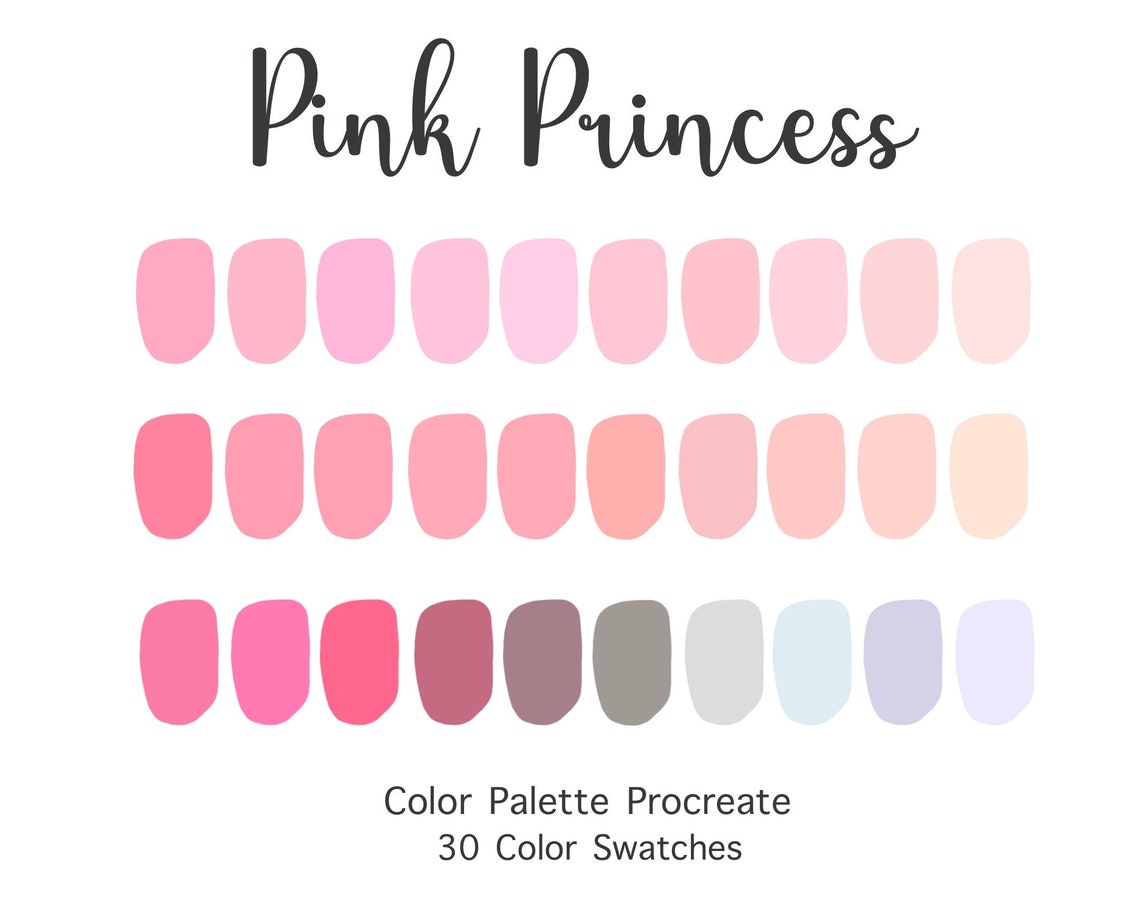 Pink Princess Procreate Color Palette | 30 Swatches (digital Download ...