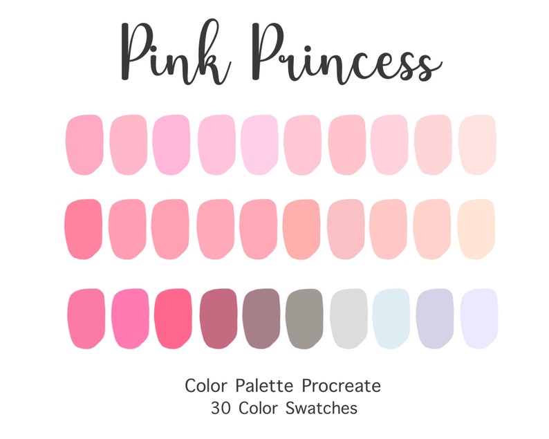 Pink Princess Procreate Color Palette | 30 Swatches (digital Download ...