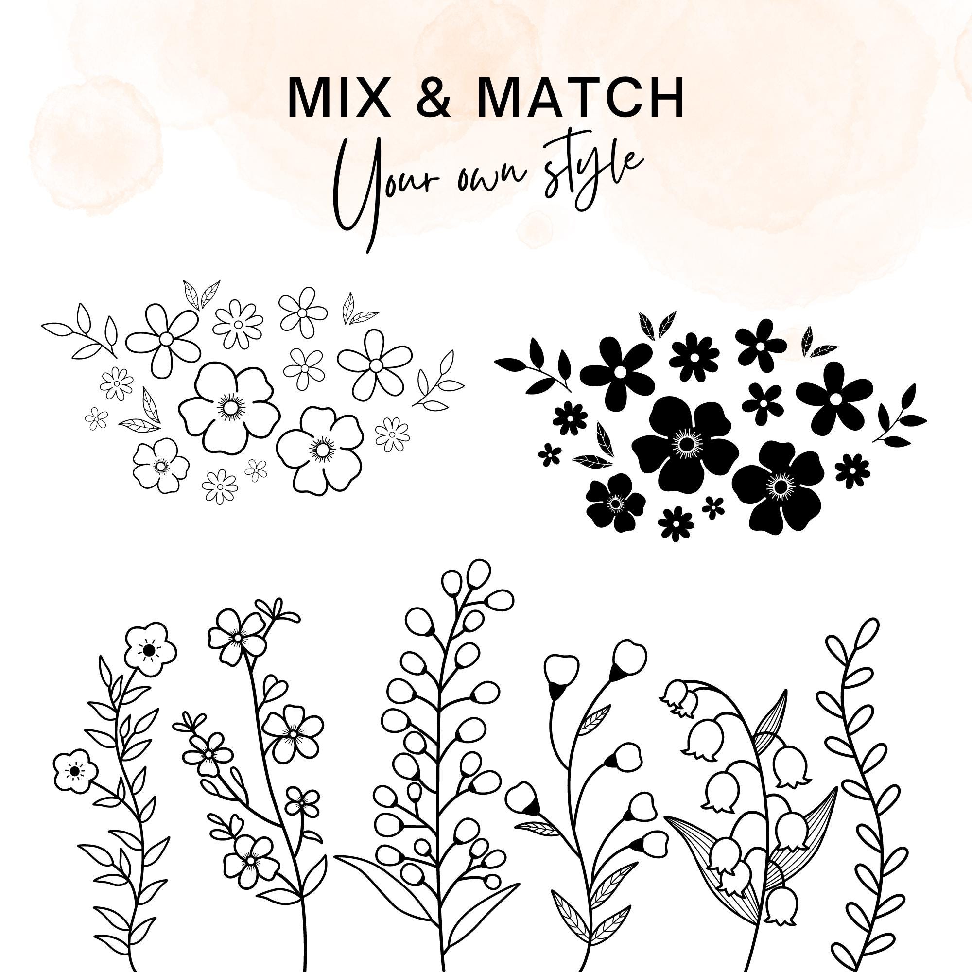 70 Doodle Flowers SVG Bundle | Hand Drawn Flower Svg | Floral Svg ...
