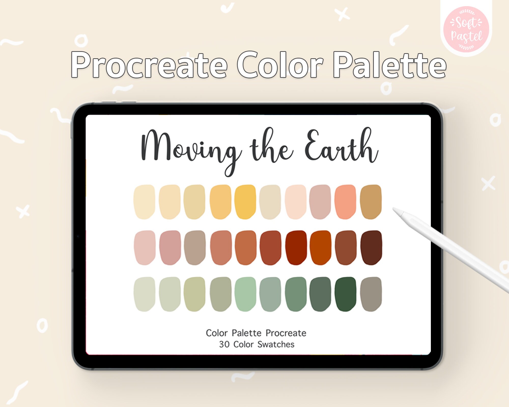 Earth Tone Procreate Color Palette | 30 Color Swatches (digital ...