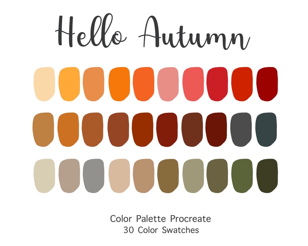 Hello Autumn Procreate Color Palette | 30 Color Swatches (instant ...