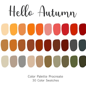 Hello Autumn Procreate Color Palette | 30 Color Swatches (instant ...