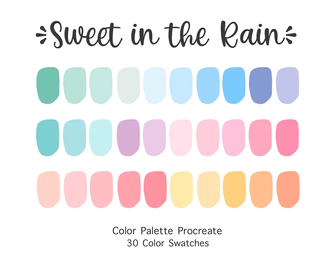 Procreate Color Palette Sweet in the Rain | Color Swatches | Instant ...
