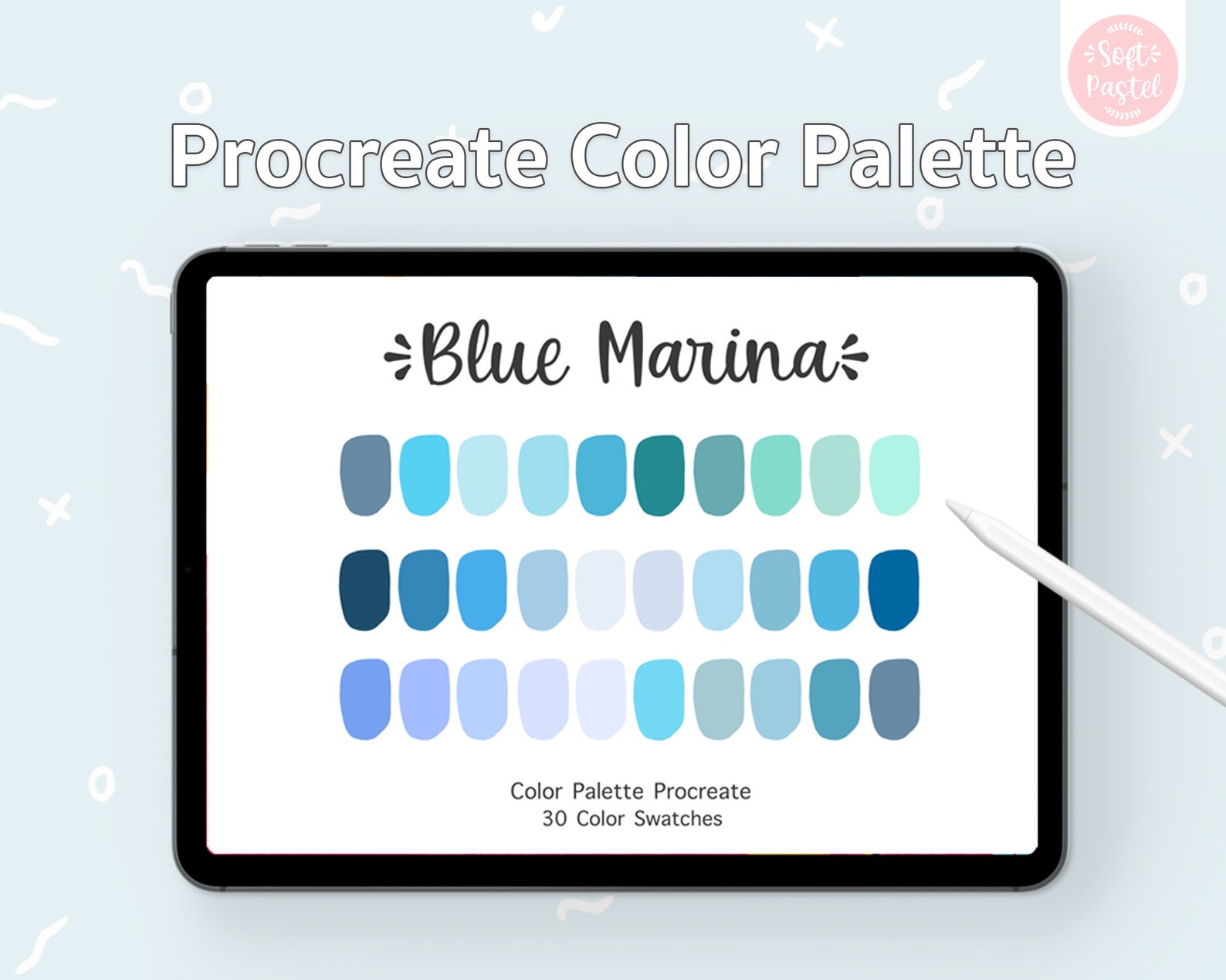 Procreate Color Palette Blue Marina | Color Swatches | Instant Download ...