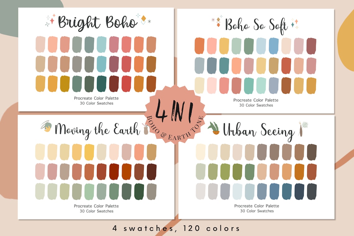 Boho & Earth Tone Procreate Color Palette Bundle Color | Etsy UK