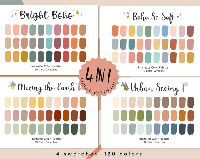 Bright Boho Procreate Color Palette | 30 Color Swatches (digital ...