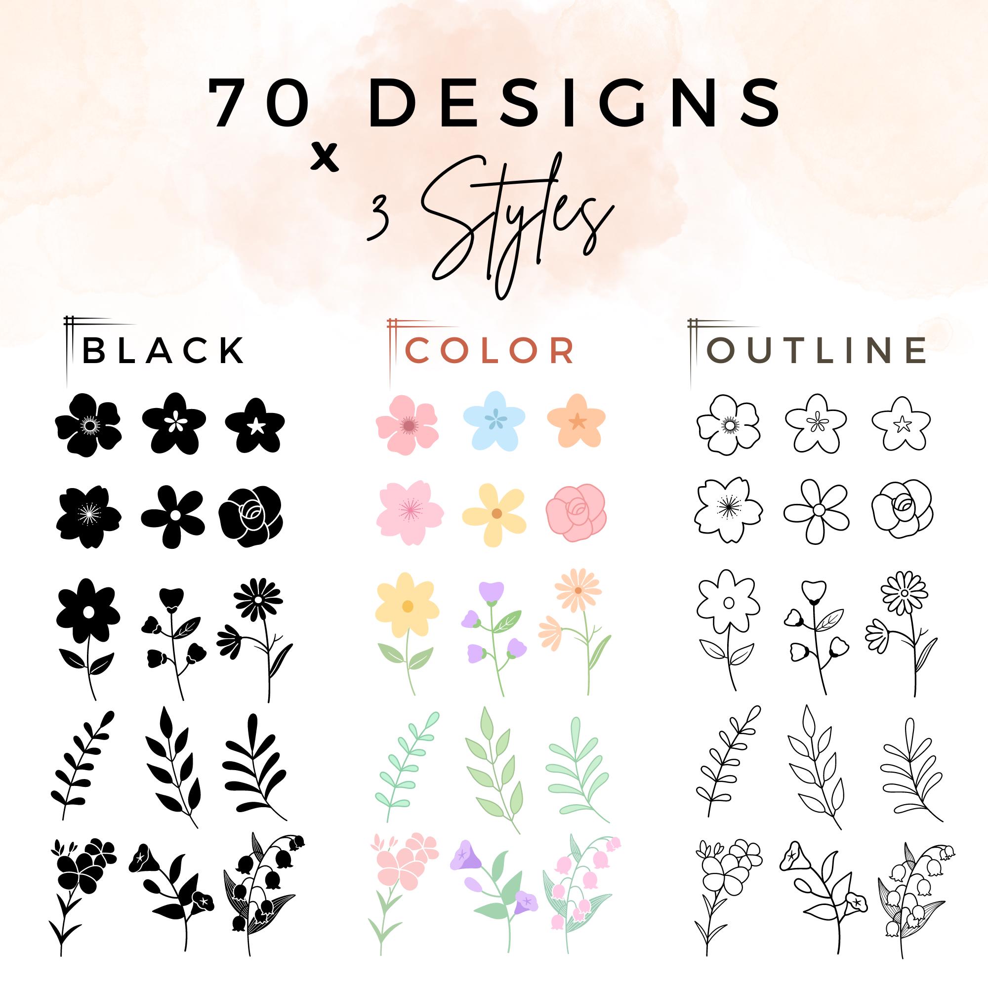 70 Doodle Flowers SVG Bundle | Hand Drawn Flower Svg | Floral Svg ...