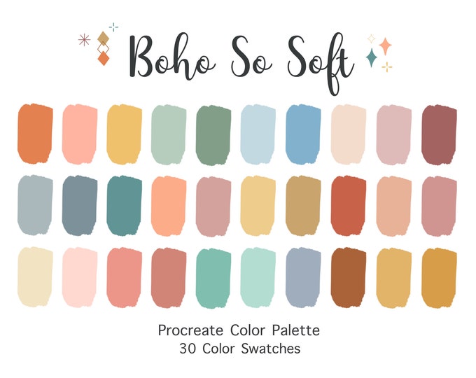 Bright Boho Procreate Color Palette | 30 Color Swatches (digital ...