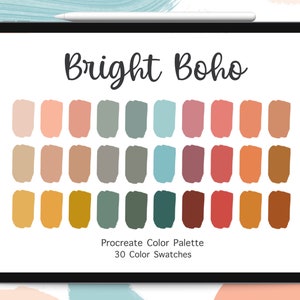 Bright Boho Procreate Color Palette | 30 Color Swatches (digital ...