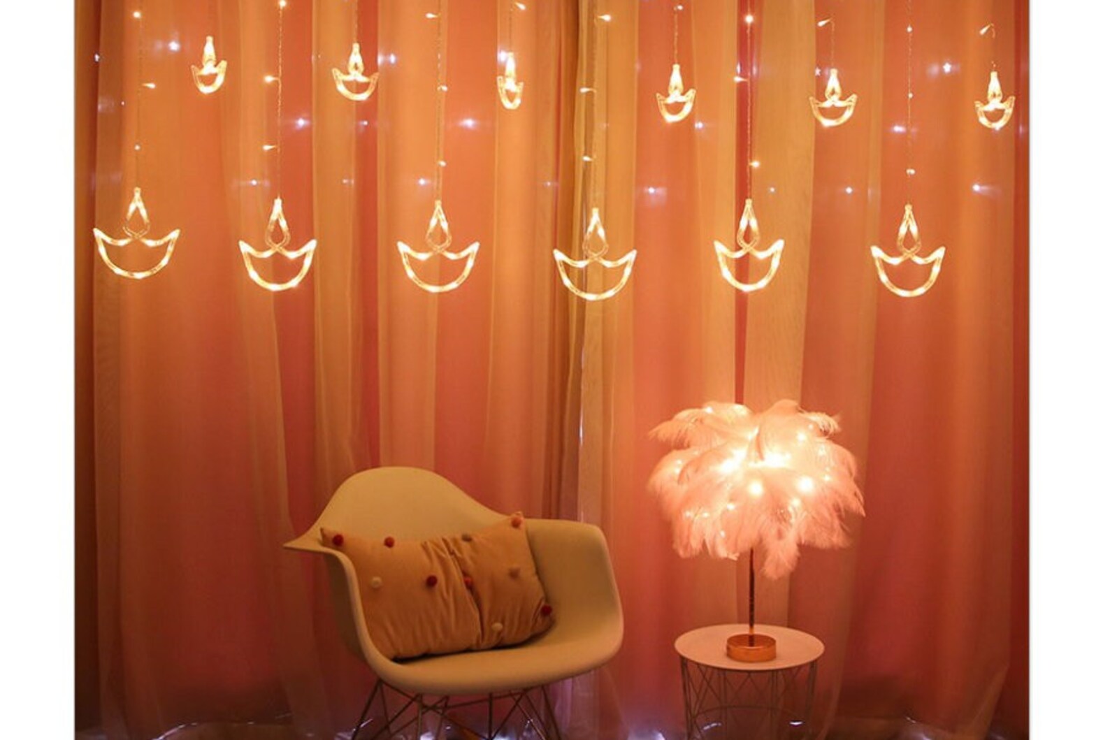 Diwali Diya Decoration String Led Curtain Hanging Lights - Etsy