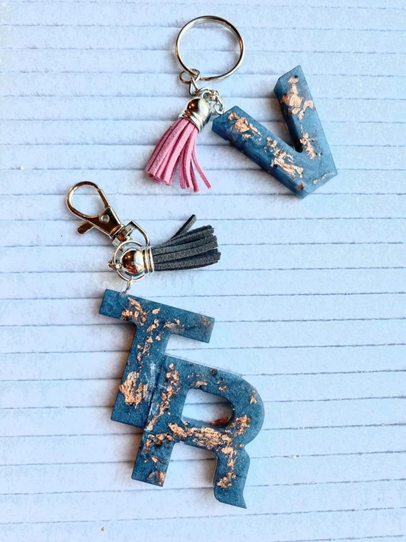 Letter Key Ring Resin - Etsy