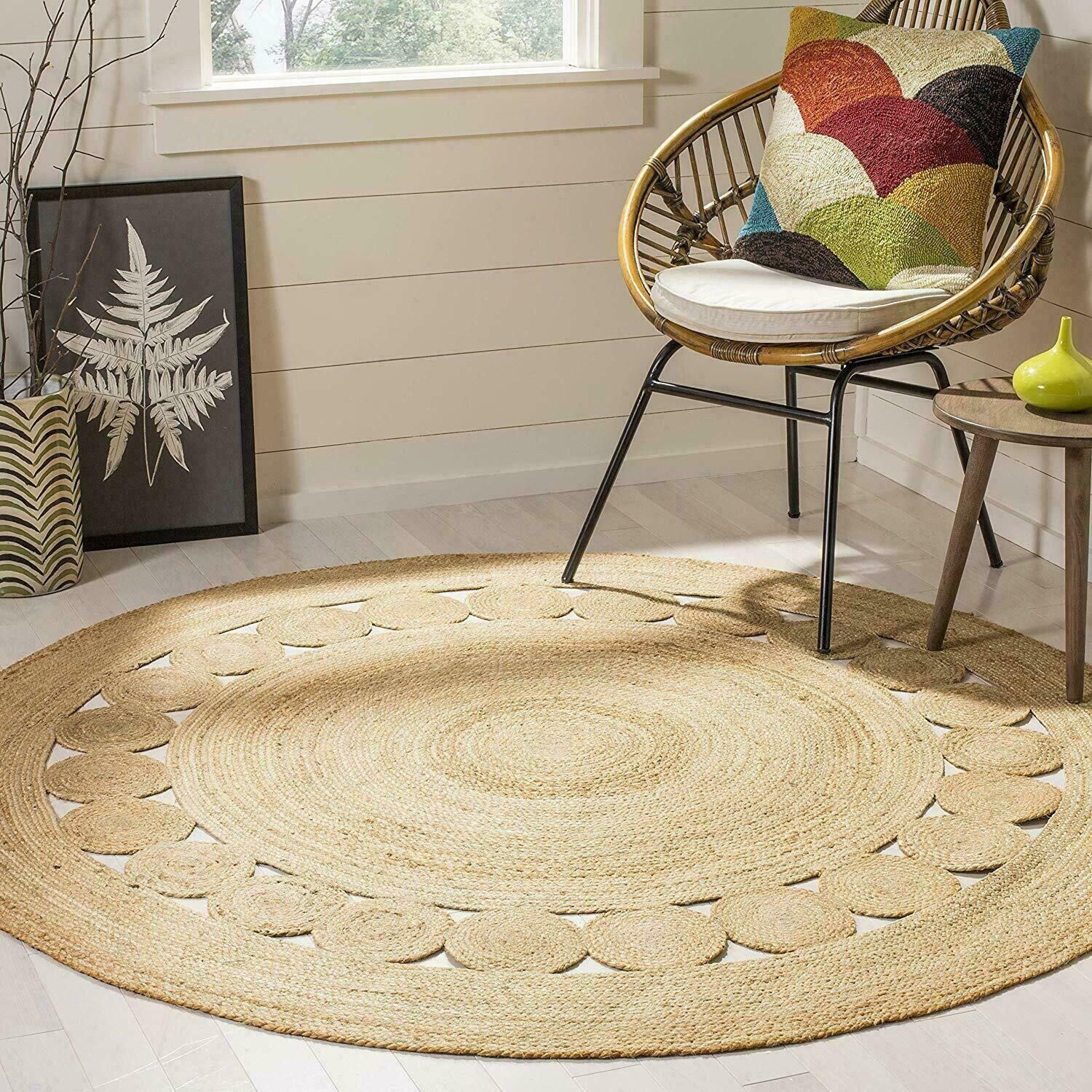 Hand Braided Round Jute Rug for Bedroom Living Room Kids - Etsy